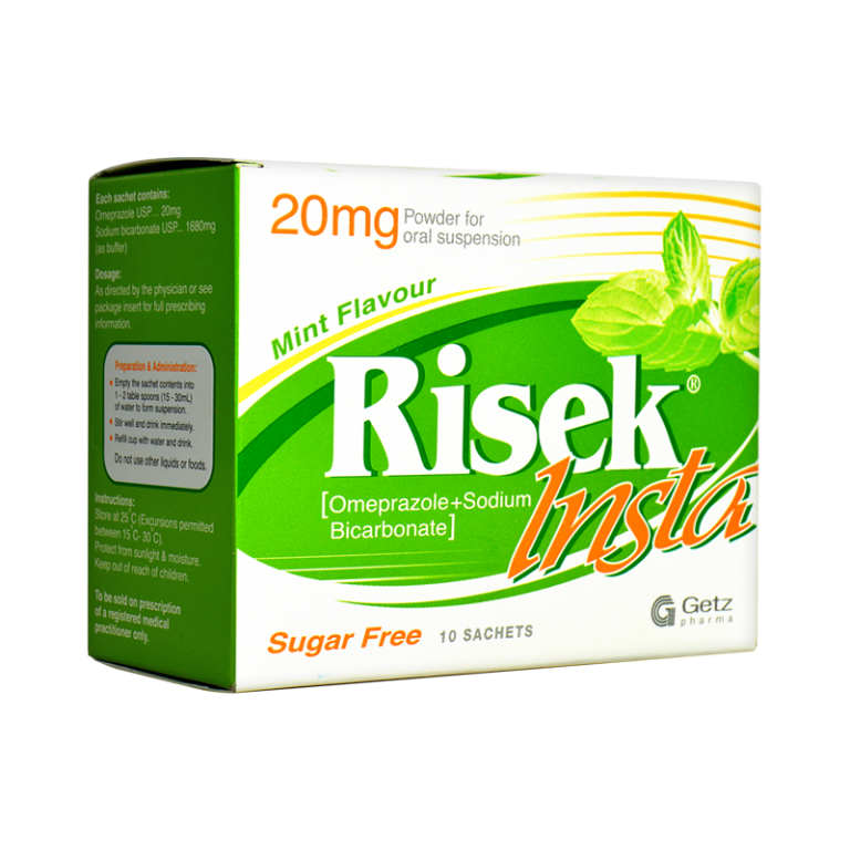 RISEK INSTA 20MG SACHET - Pack Size X 10 - Khalid Pharmacy | Online ...
