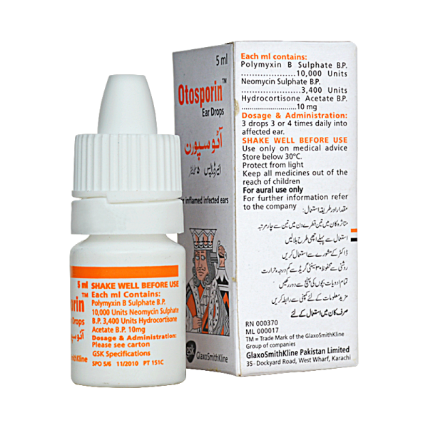OTOSPORIN EAR DROPS 5ML - Pack Size X 1 - Khalid Pharmacy | Online ...