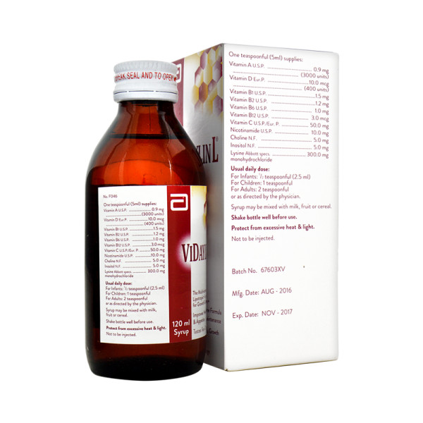 VIDAYLIN L 120ML SYP - Pack Size X 1 - Khalid Pharmacy | Online ...