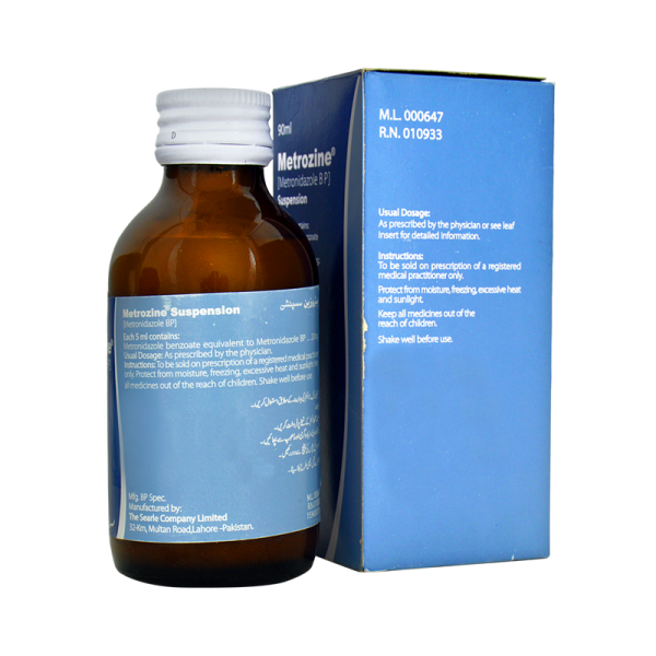METROZINE 90ML SUSP - Pack Size X 1 - Khalid Pharmacy | Online Pharmacy in Lahore, Pakistan