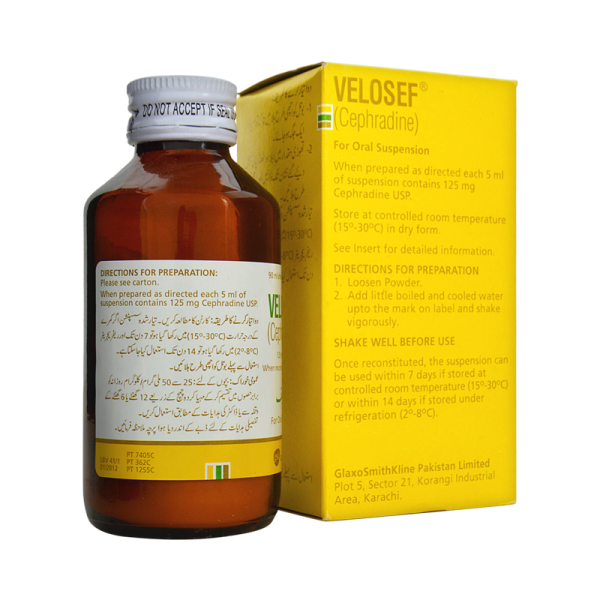 VELOSEF 125MG 90ML SUSP - Pack Size X 1 - Khalid Pharmacy | Online ...