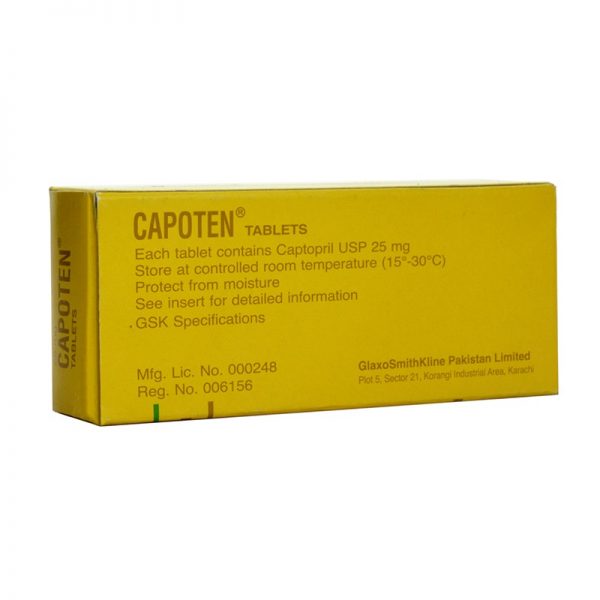 CAPOTEN 25MG TAB - Pack Size X 20 - Khalid Pharmacy | Online Pharmacy ...