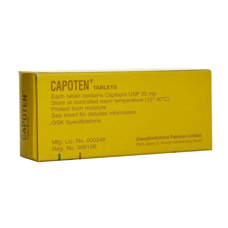 CAPOTEN 25MG TAB - Pack Size X 20 - Khalid Pharmacy | Online Pharmacy ...