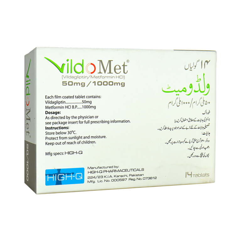 VILDOMET 50/1000MG TAB - Pack Size X 14 - Khalid Pharmacy | Online ...